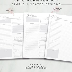 Chic Planner Kit | Printable Planner Bundle, Undated Planner Inserts ...
