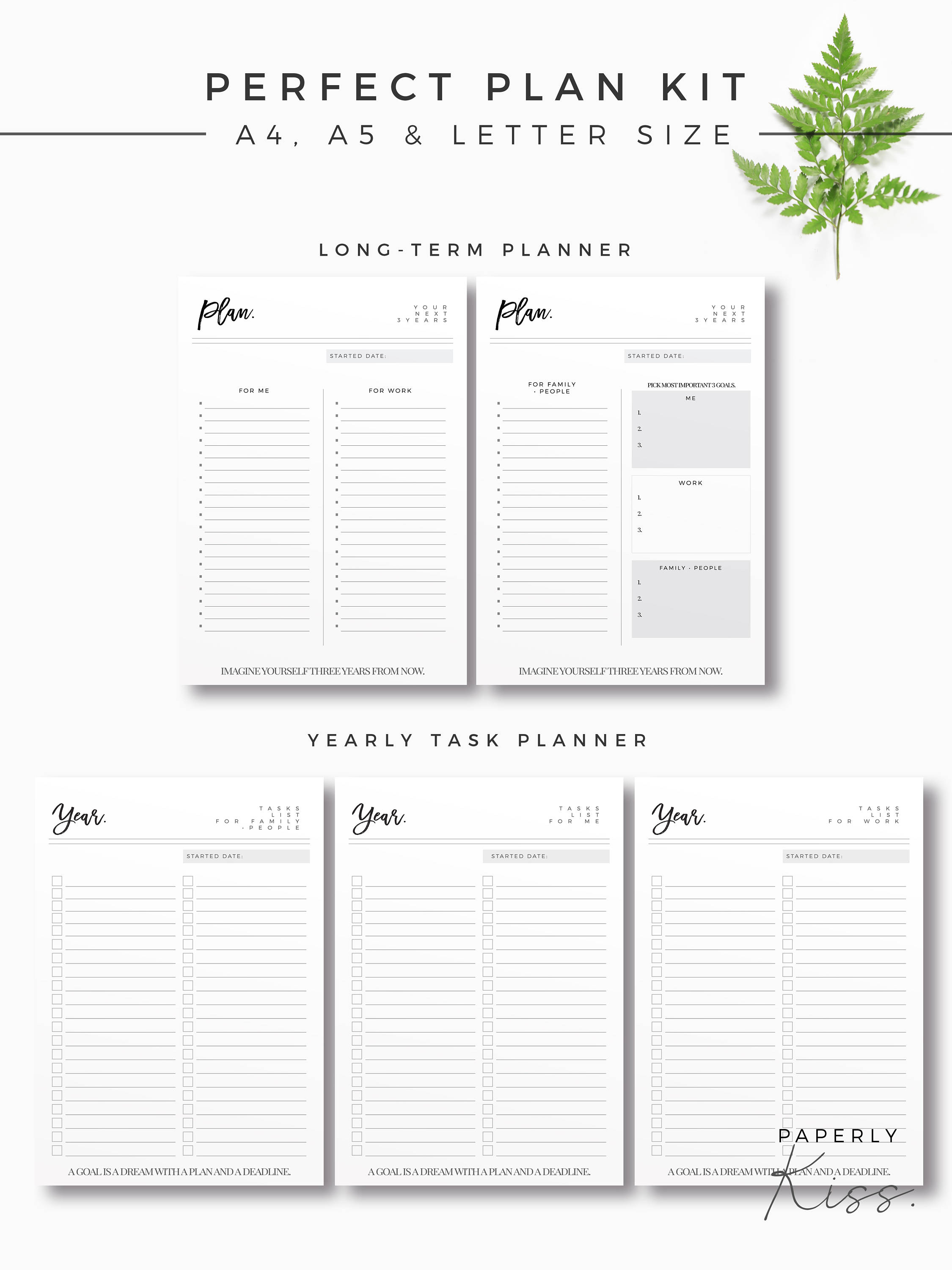 Perfect Plan Kit, Printable Planner Bundle, Modern Life Organizer ...