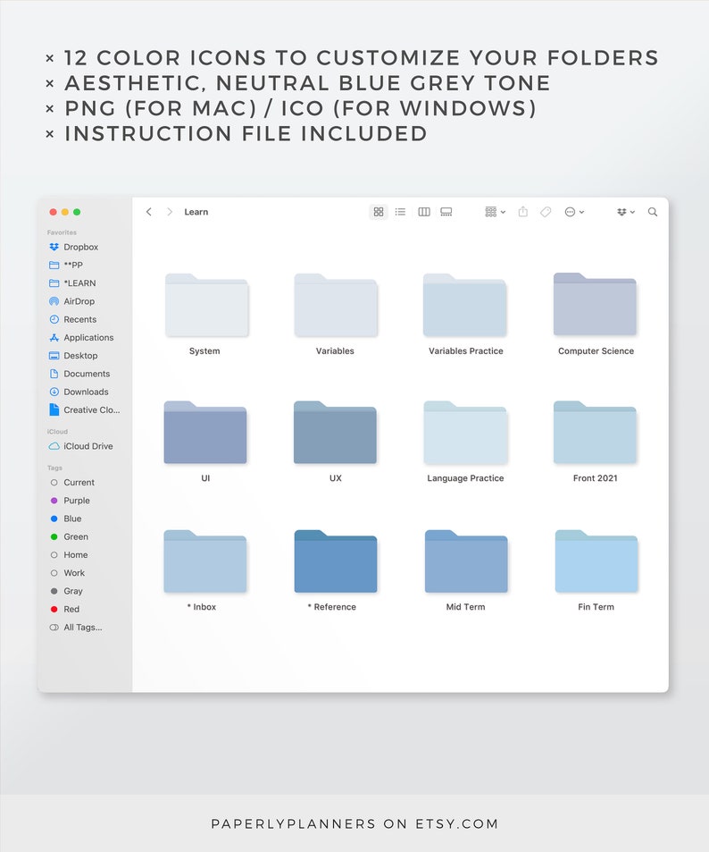 WINTER BLUE Desktop Folder Icons | Mac and Windows, Customizable Icons ...