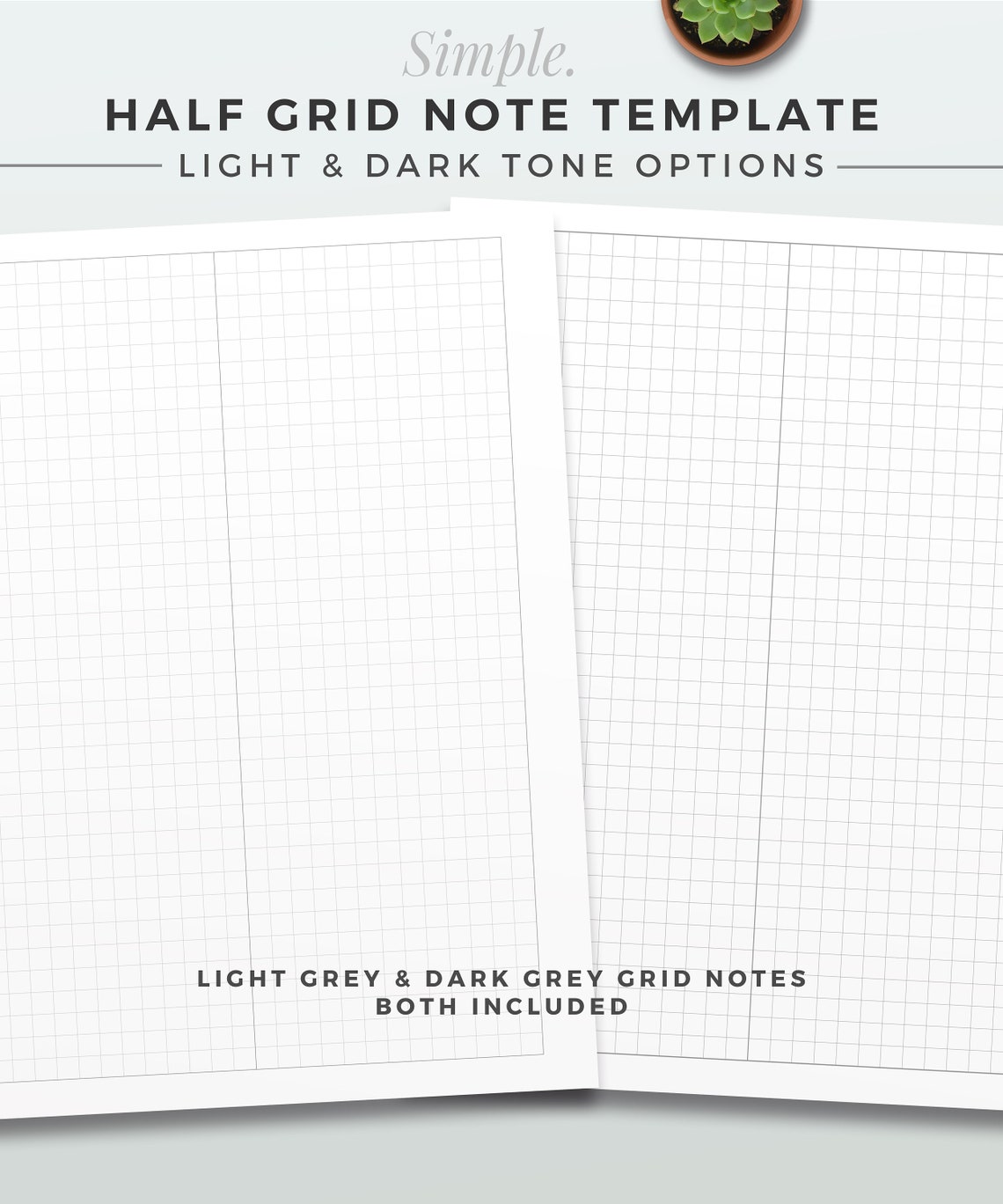 SIMPLE Half Grid Note Template A4 & LETTER Printable Note Inserts, Half ...