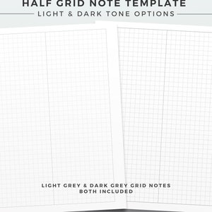 SIMPLE Half Grid Note Template | A4 & LETTER | Printable Note Inserts ...