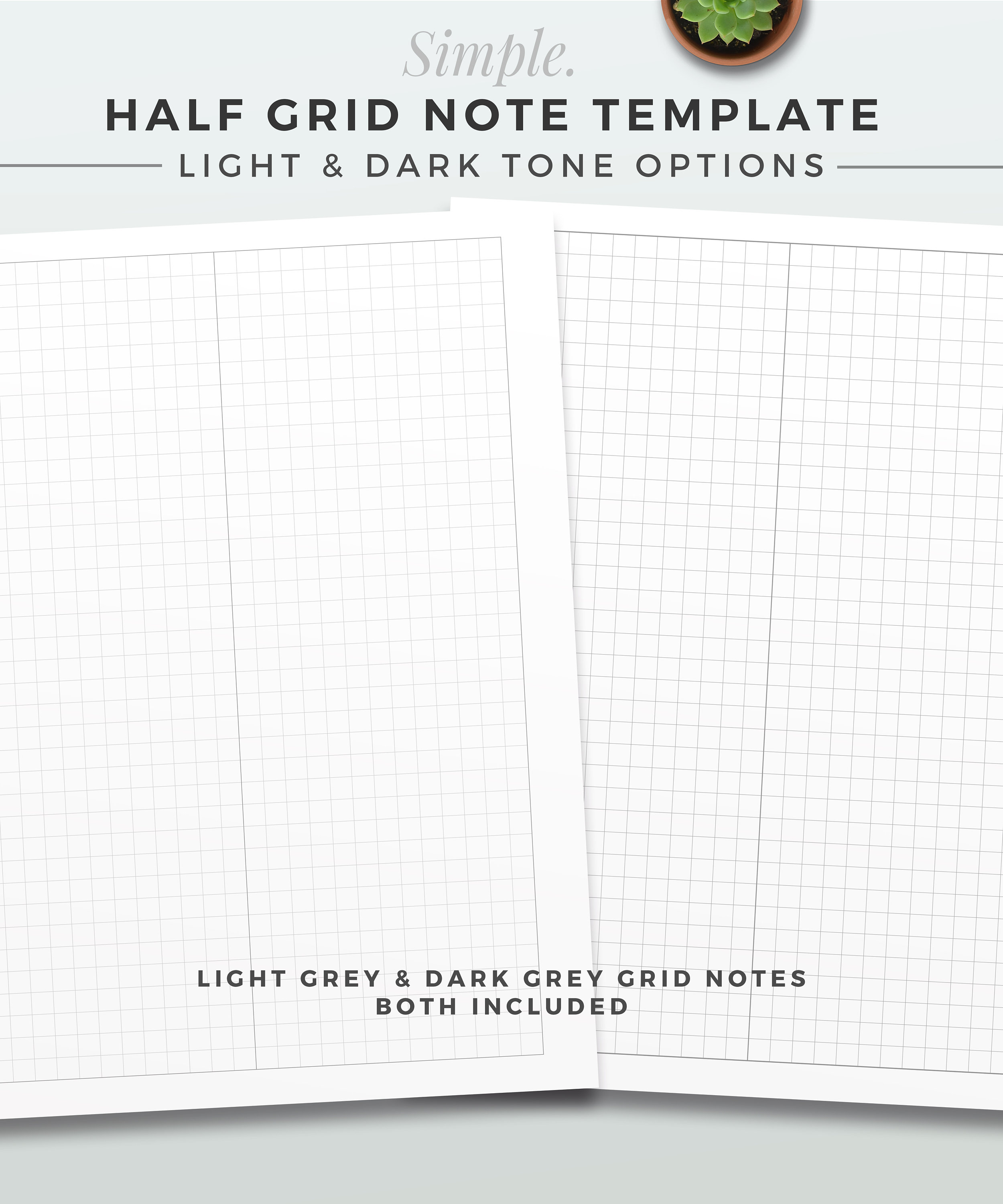SIMPLE Half Grid Note Template A4 & LETTER Printable Note Inserts, Half ...