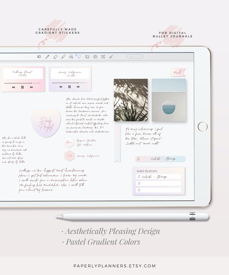 ICY PASTEL Music Playlist Stickers Digital Stickers iPad | Etsy