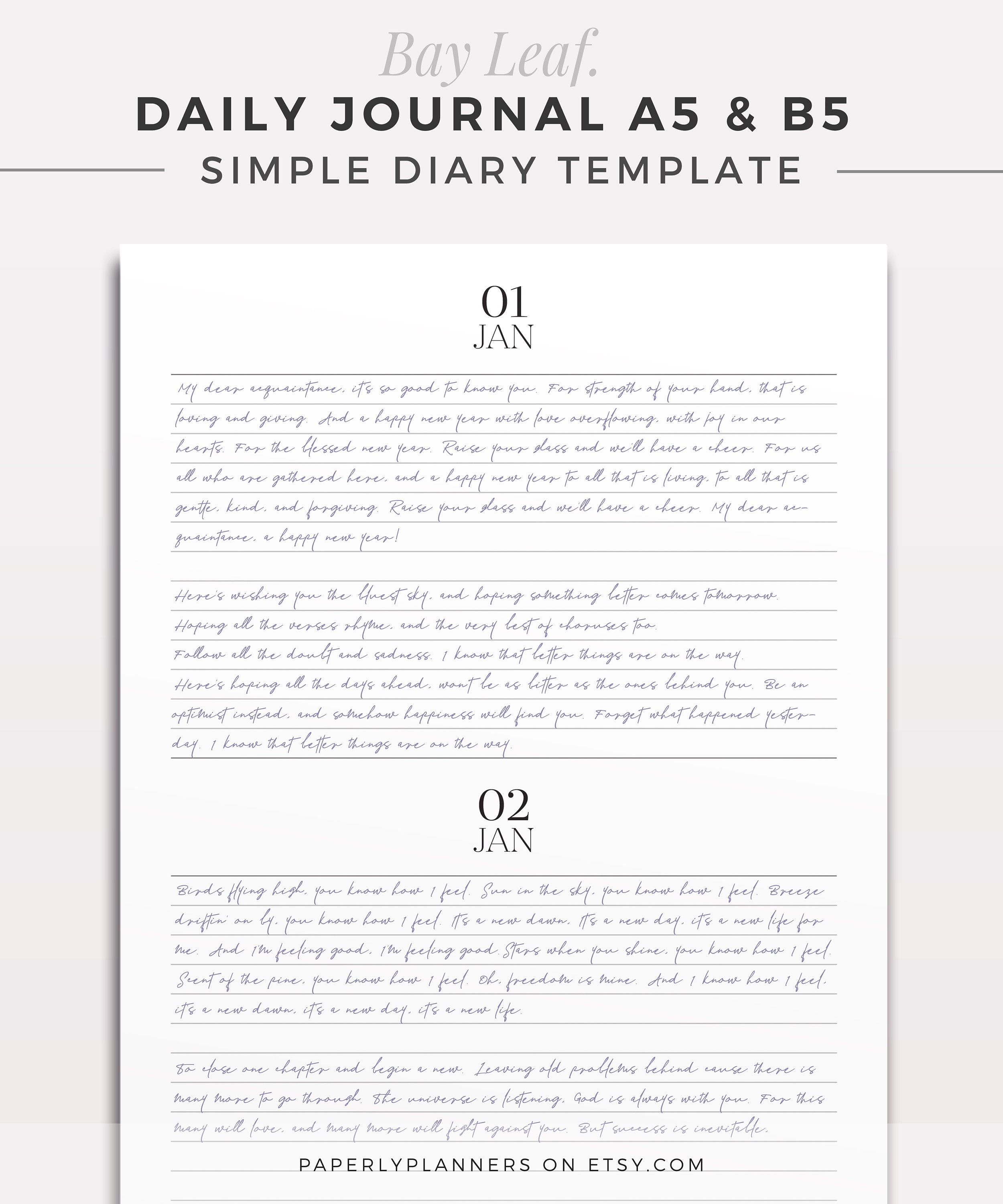 BAY LEAF Daily Journal | A5 & B5 | 2-in-1 Journal | Two Days on One ...