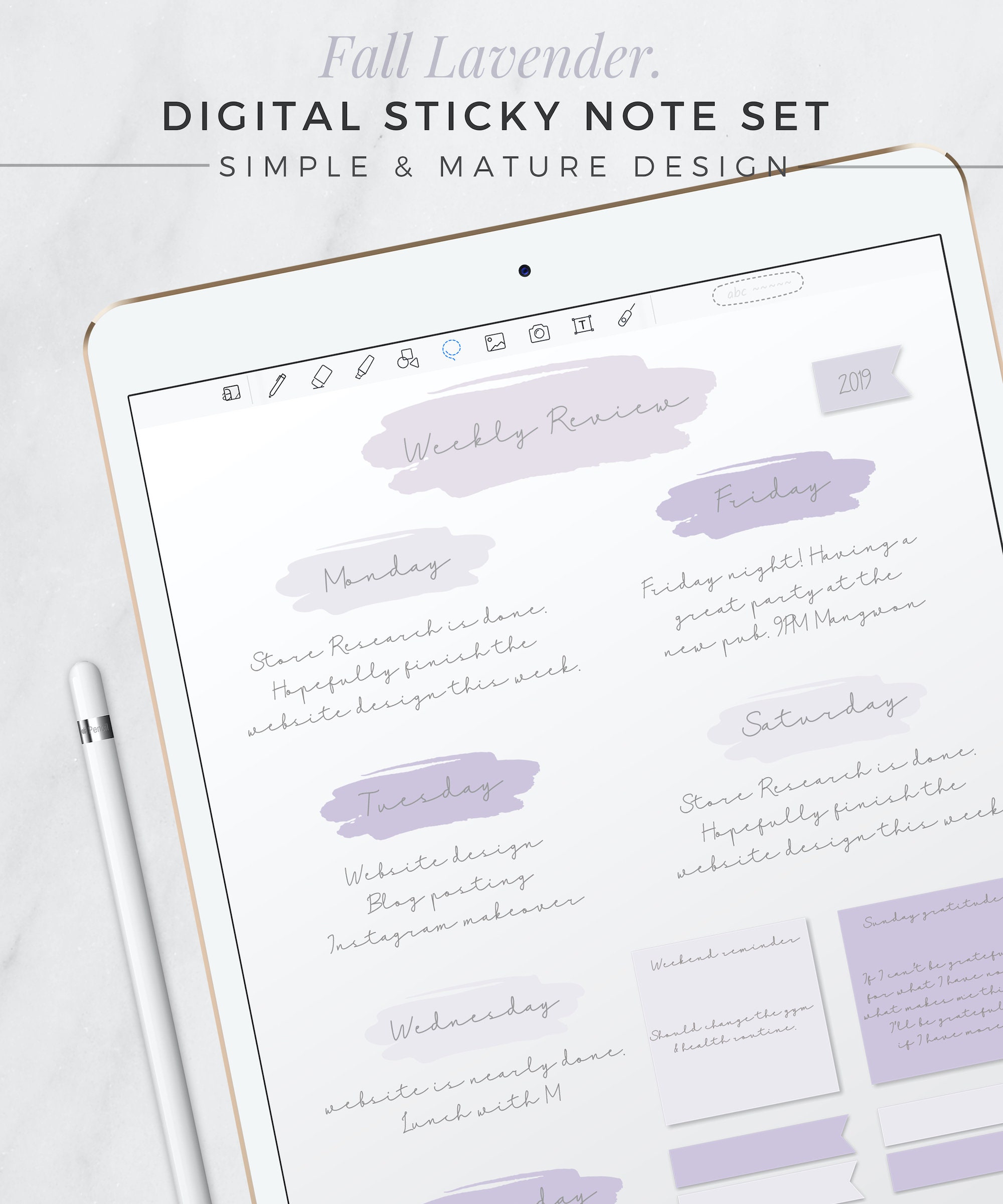 FALL LAVENDER Digital Sticky Note Set | Neutral Sticky Notes, iPad ...