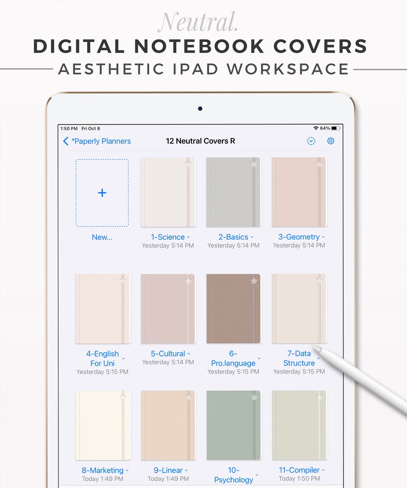 NEUTRAL Digital Note Covers Goodnotes Template Digital - Etsy