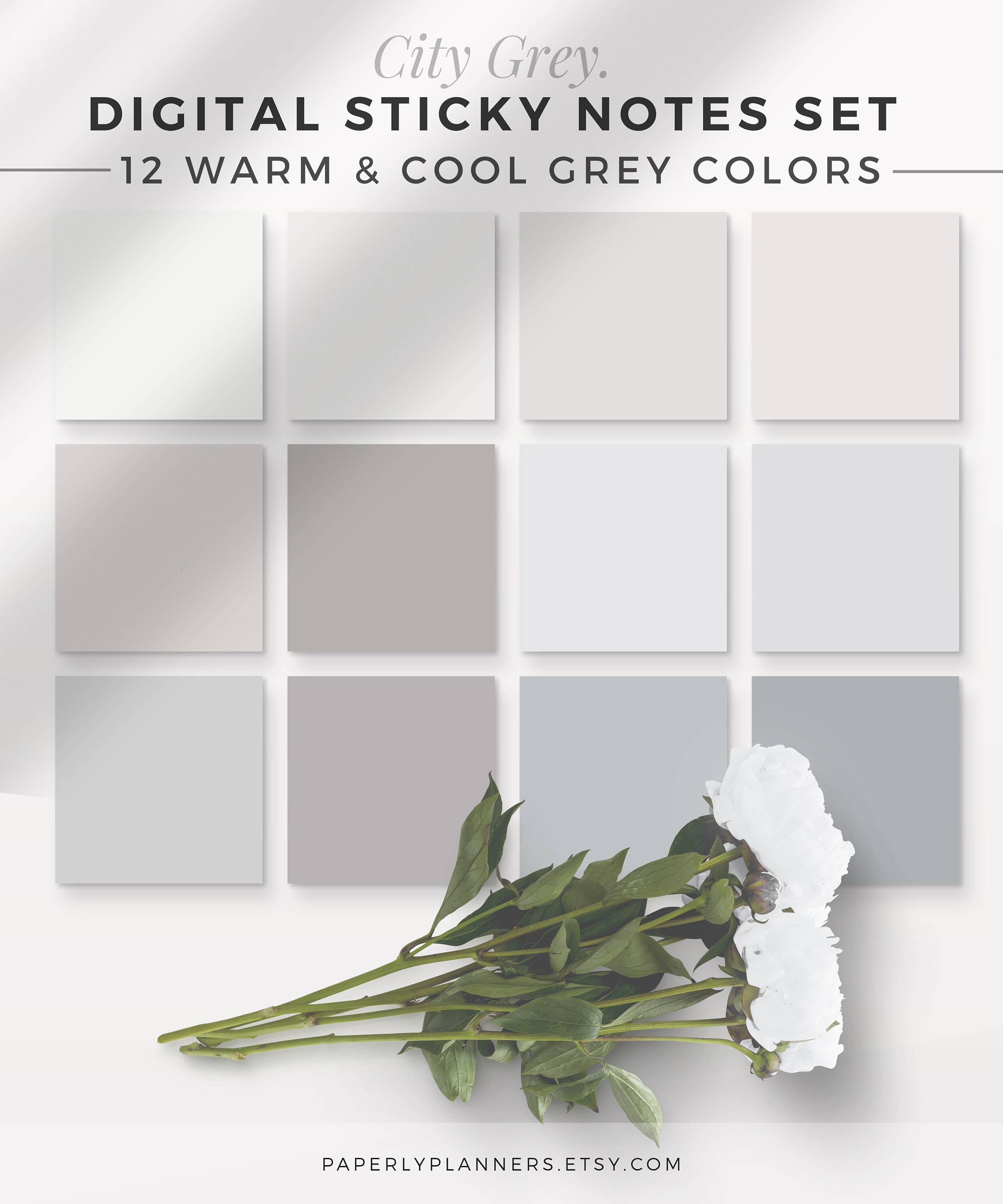 CITY GREY Digital Sticky Notes Goodnotes Sticker Book | Etsy