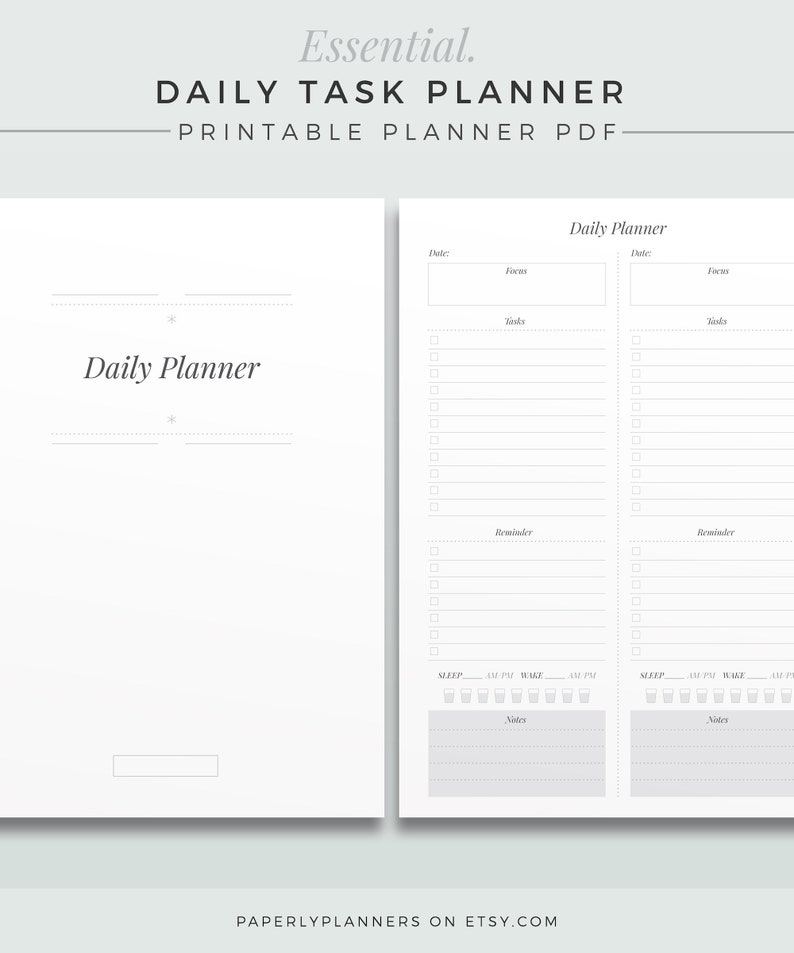 ESSENTIAL Daily Task Planner | One Page Daily Planner, Printable ...