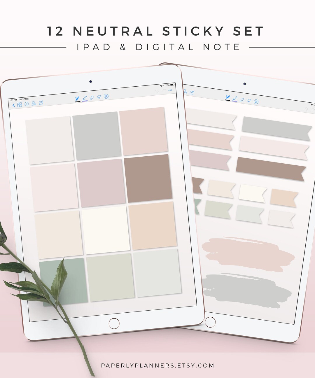 12 Neutral Sticky Notes | iPad Sticky Note, Digital Planner, Goodnotes ...