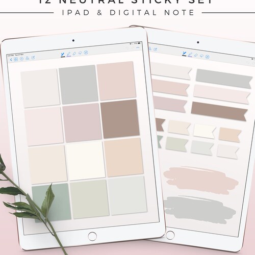 12 Neutral Sticky Notes Ipad Sticky Note Digital Planner - Etsy