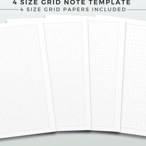 SIMPLE 4-size Grid Note Template | A4 & LETTER | Printable Note Inserts ...