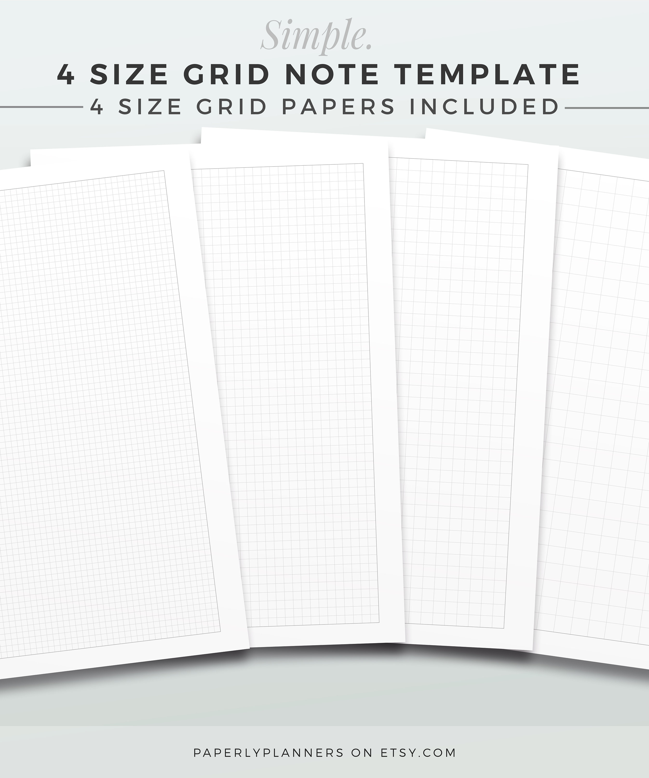 SIMPLE 4-size Grid Note Template A4 & LETTER Printable - Etsy