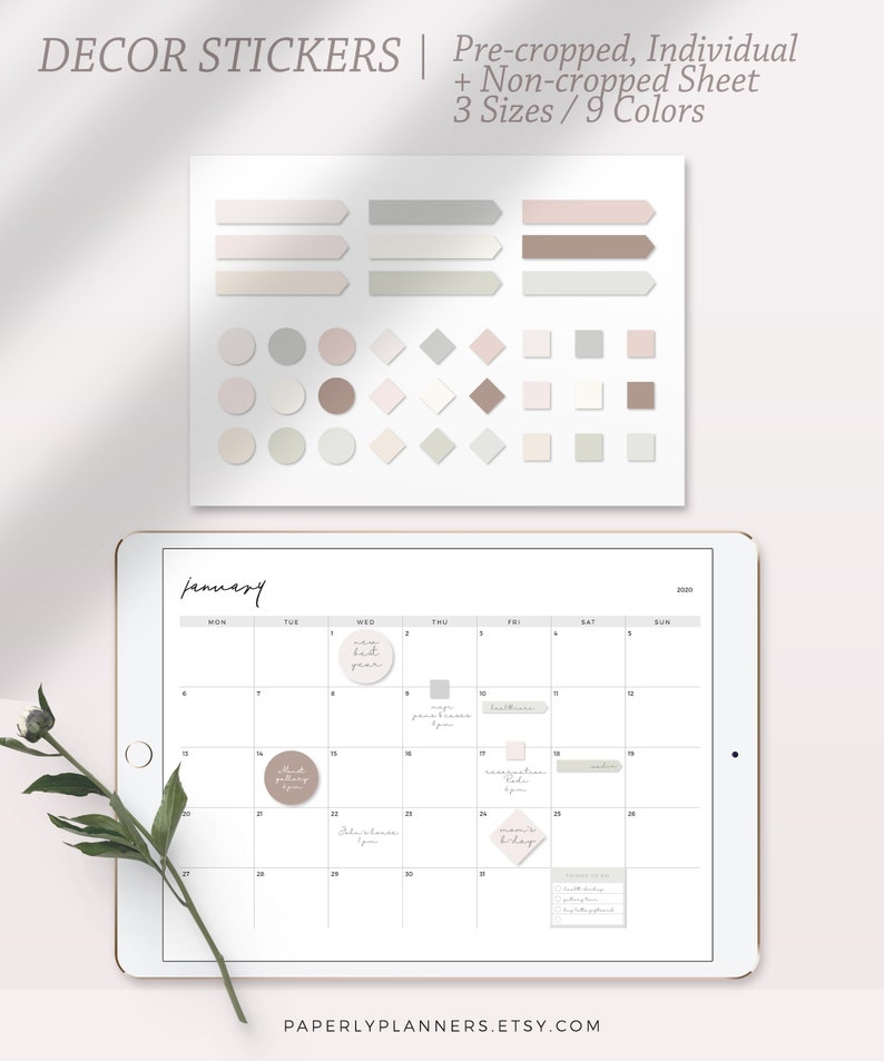 NEUTRAL To-do Sticky Notes iPad Aesthetic Stickers, Digital Planner ...