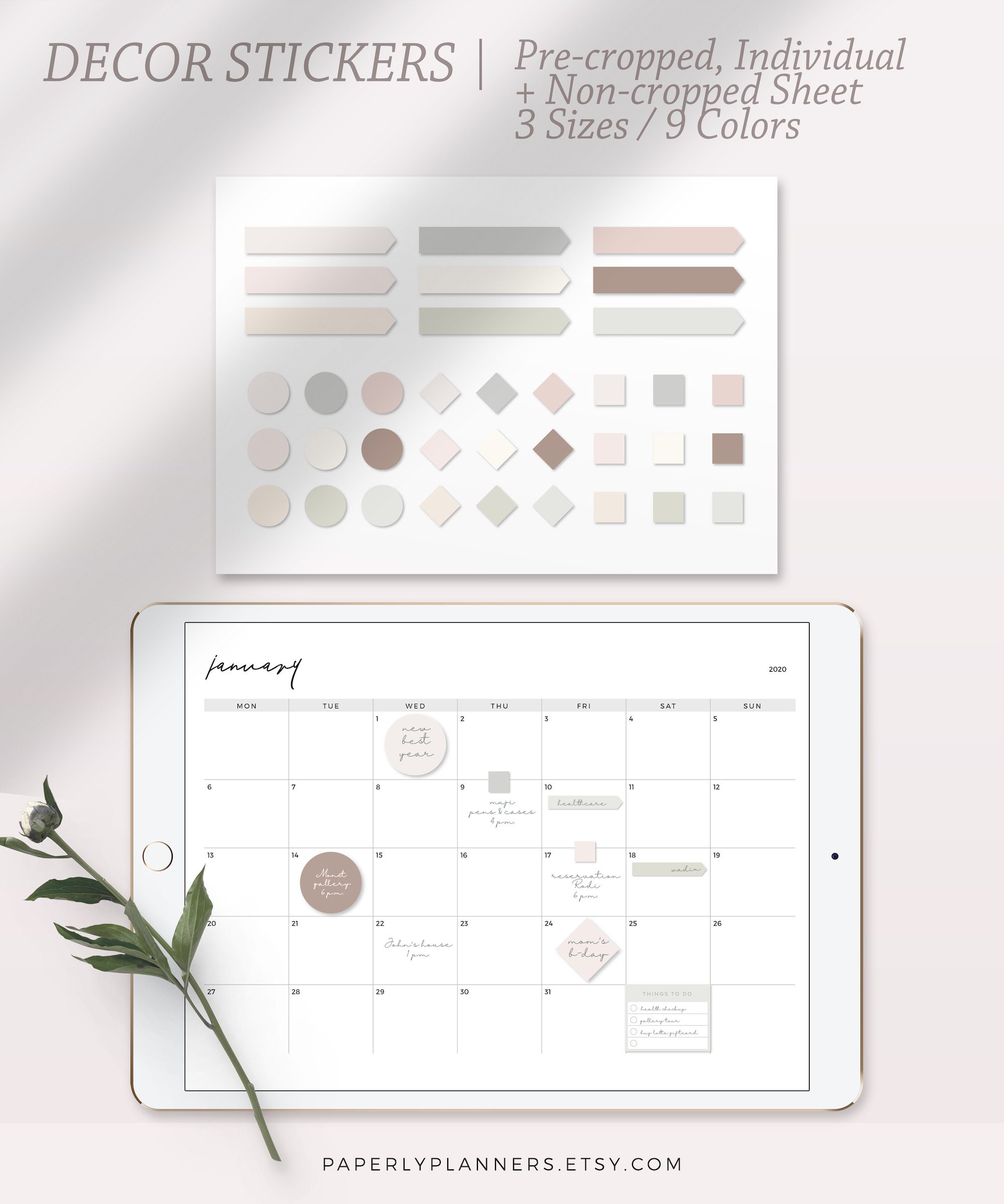 NEUTRAL To-do Sticky Notes iPad Aesthetic Stickers, Digital Planner ...