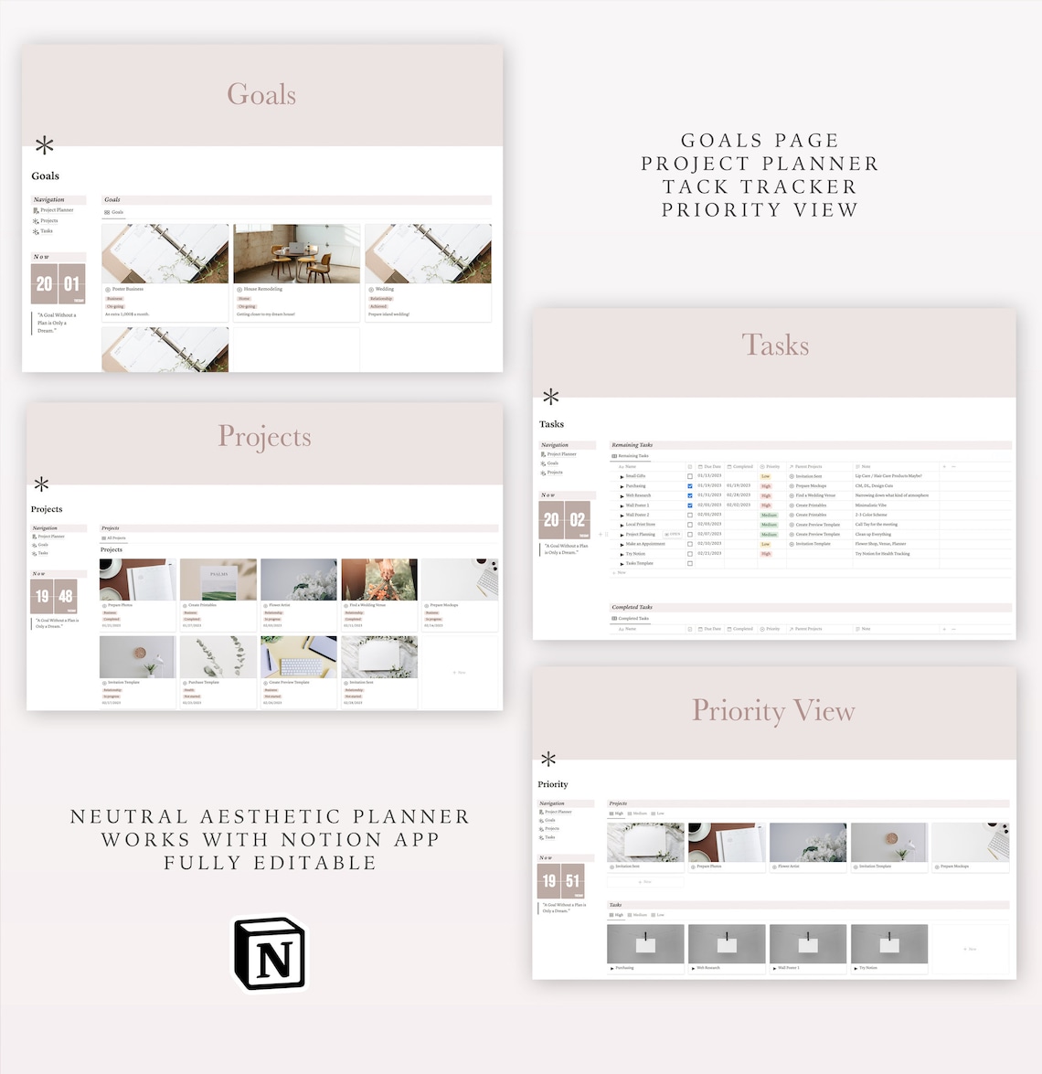 SIMPLE Project Planner Notion Template | Notion Project Tracker ...