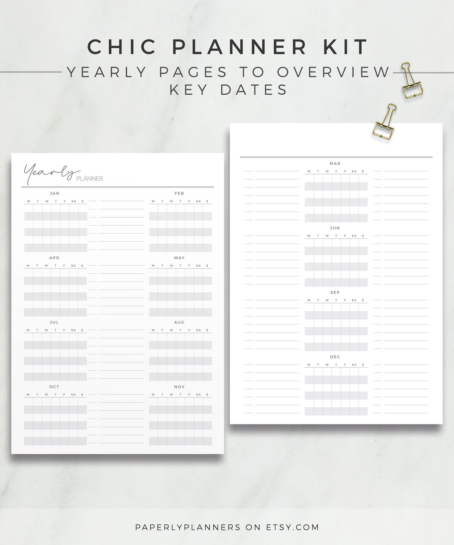 Chic Planner Kit | Printable Planner Bundle, Undated Planner Inserts ...