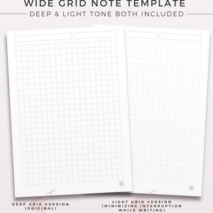 6 PASTEL Grid Note | WIDE Grid, Notebook Template, Printable Note ...
