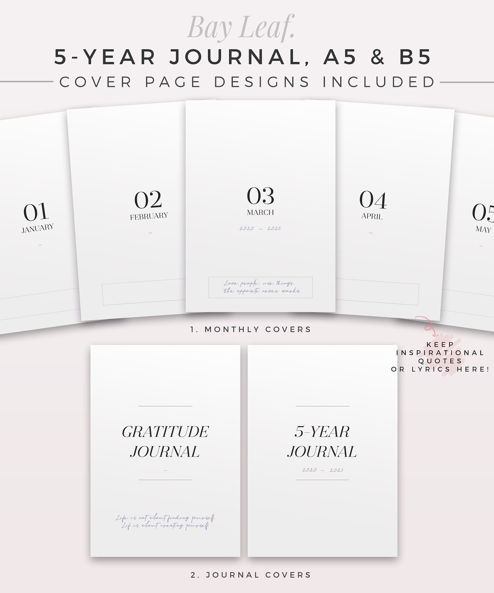 BAY LEAF 5-year Journal A5 & B5 Printable Planner Inserts - Etsy Canada