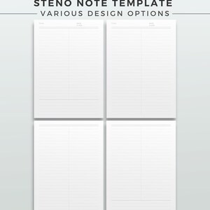 SIMPLE Steno Note Template | A4 & LETTER | Printable Steno Note Inserts ...