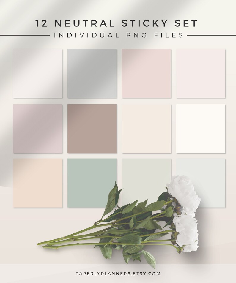 12 Neutral Sticky Notes iPad Sticky Note Digital Planner | Etsy