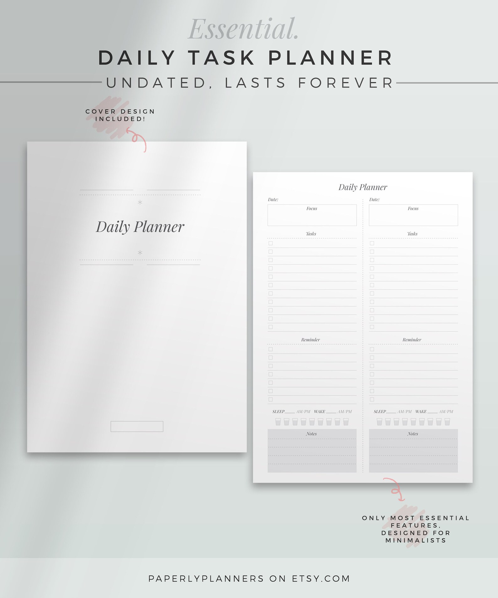 ESSENTIAL Daily Task Planner | One Page Daily Planner, Printable ...