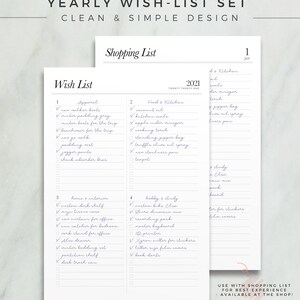SO SIMPLE Wish List Set | Yearly Shopping Planner, Printable Planner ...