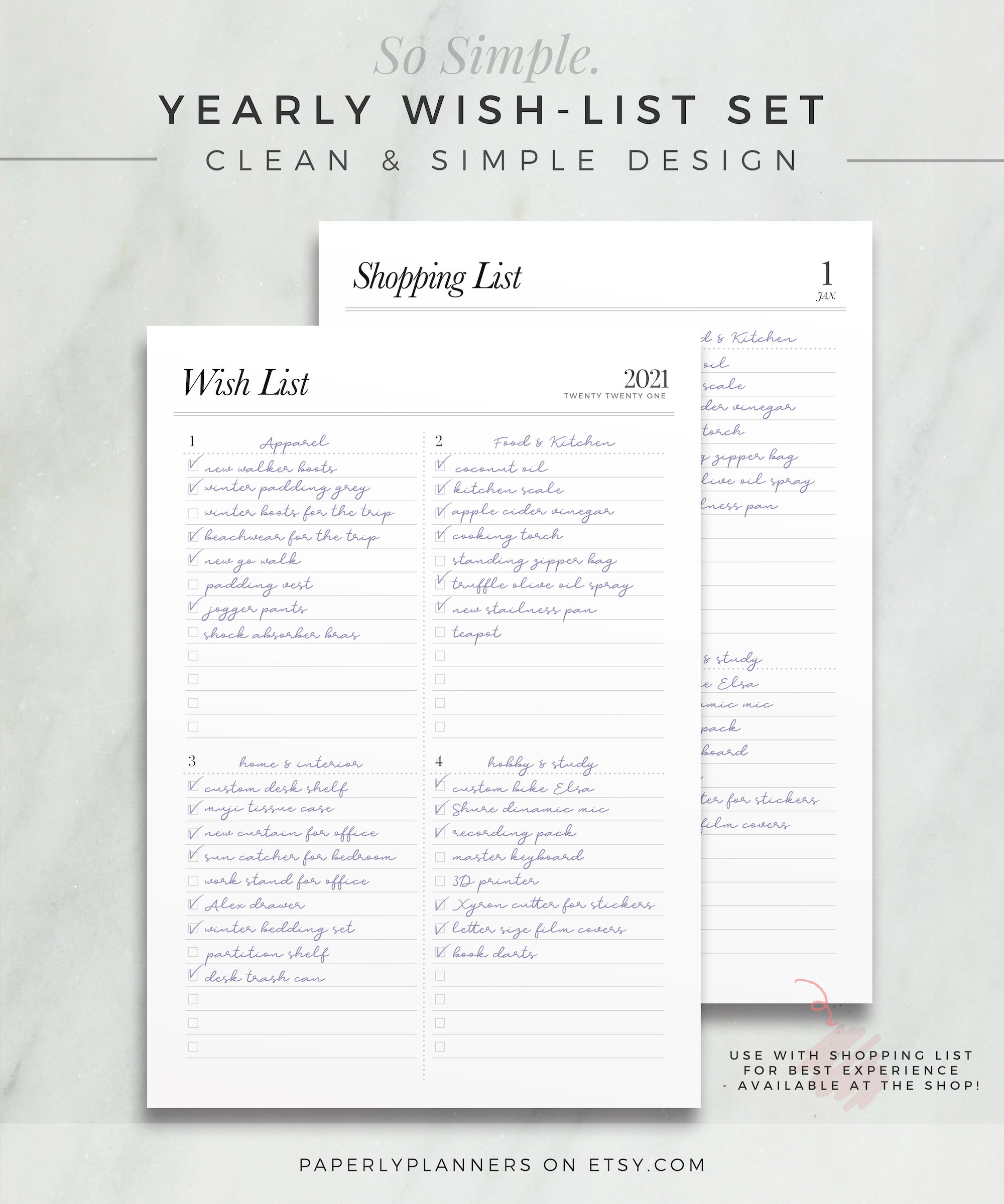 SO SIMPLE Wish List Set Yearly Shopping Planner Printable - Etsy