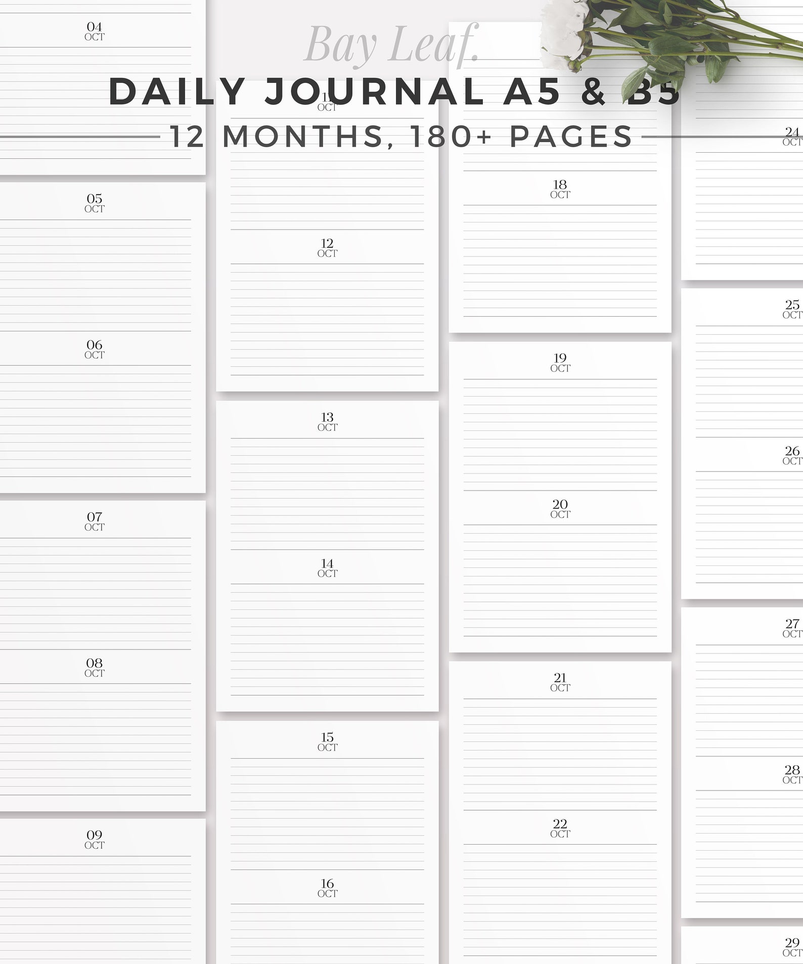 BAY LEAF Daily Journal | A5 & B5 | 2-in-1 Journal | Two Days on One ...