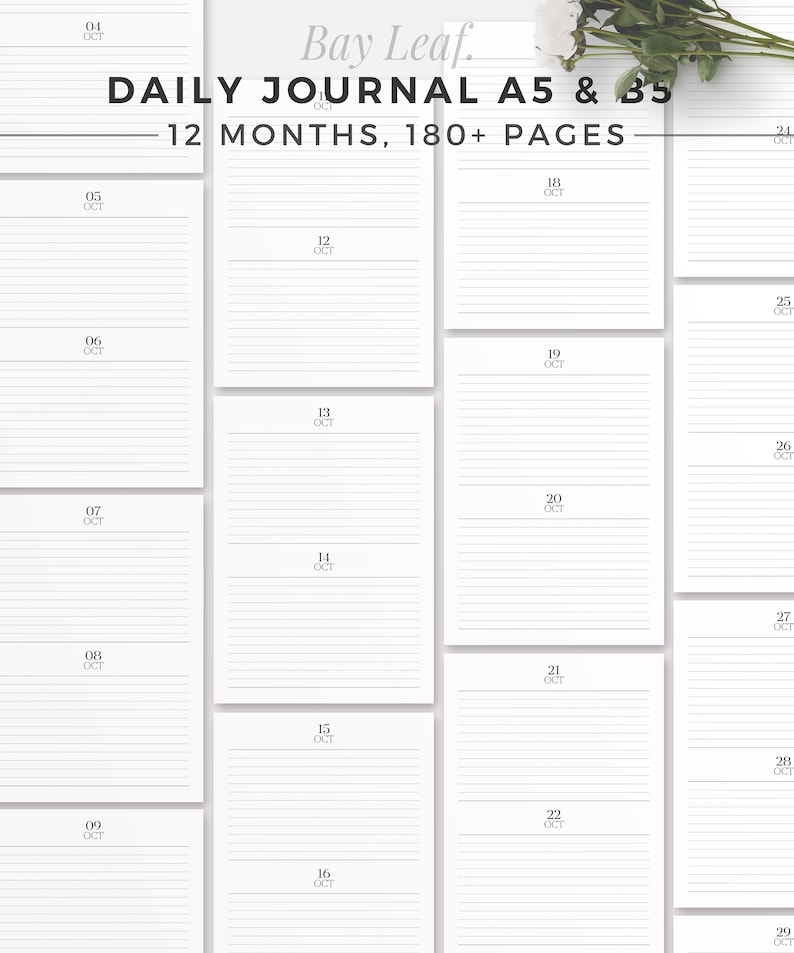 BAY LEAF Daily Journal | A5 & B5 | 2-in-1 Journal | Two Days on One ...