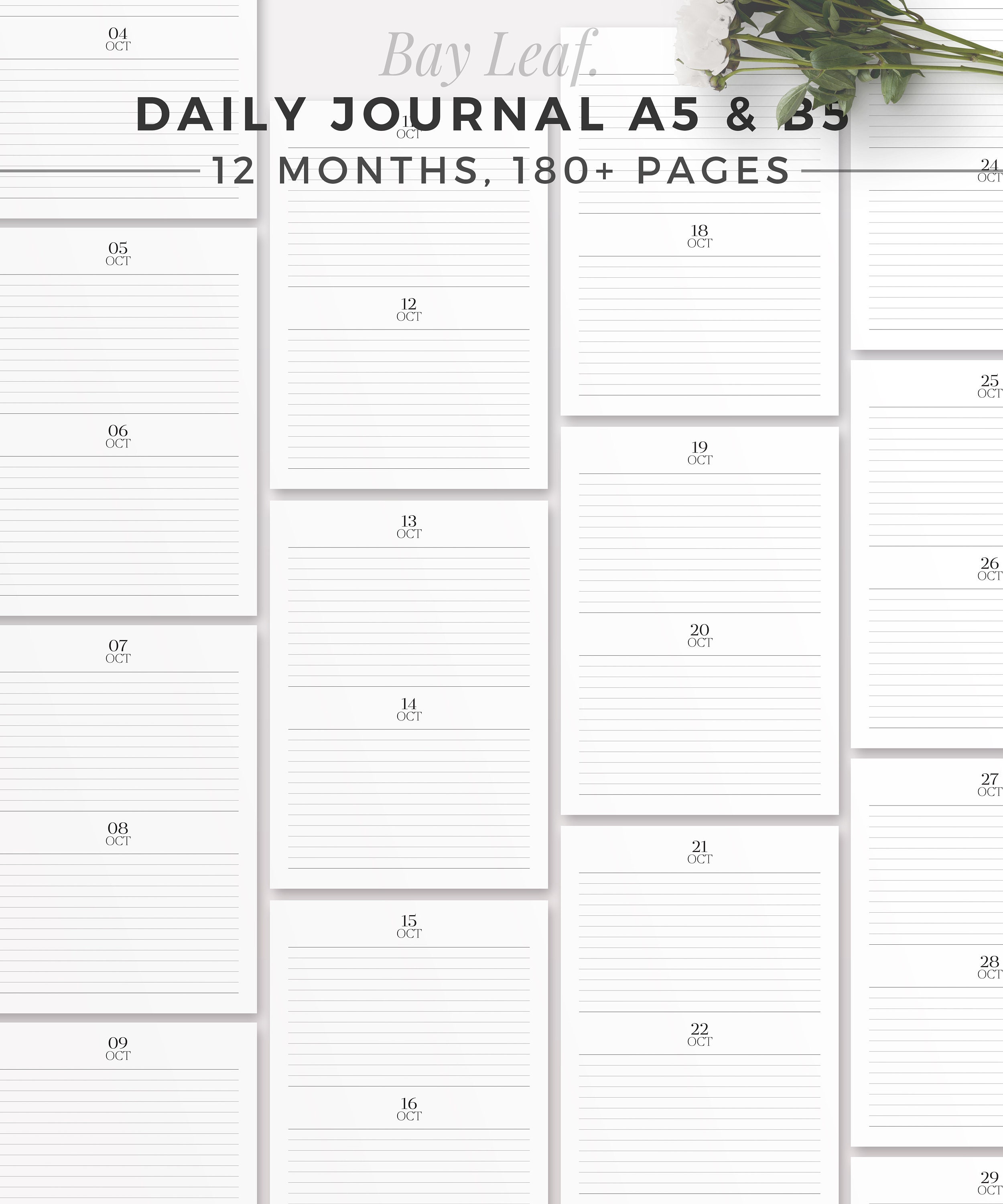 BAY LEAF Daily Journal | A5 & B5 | 2-in-1 Journal | Two Days on One ...