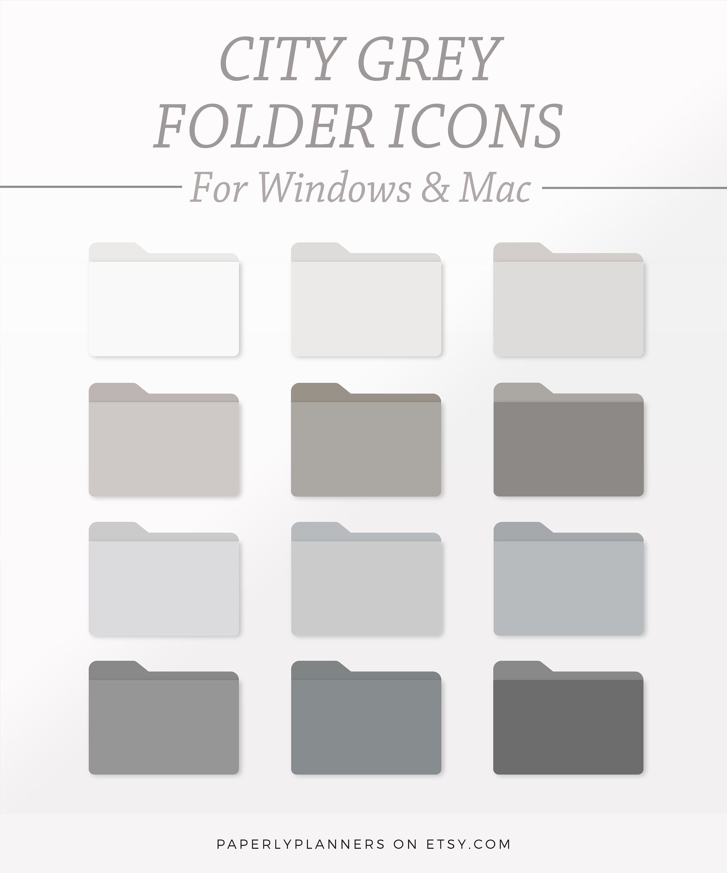 CITY GREY Desktop Folder Icons | Mac and Windows, Customizable Icons ...