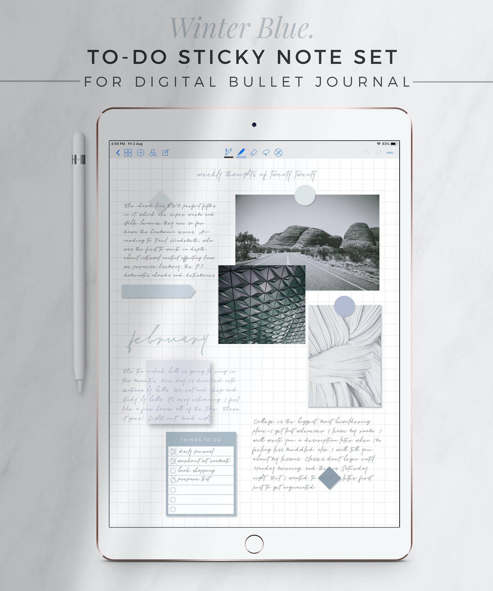 WINTER BLUE To-do Sticky Notes | Digital Sticky Notes, Neutral iPad ...