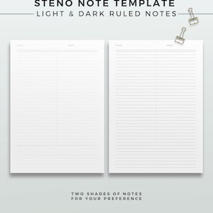 SIMPLE Steno Note Template | A4 & LETTER | Printable Steno Note Inserts ...