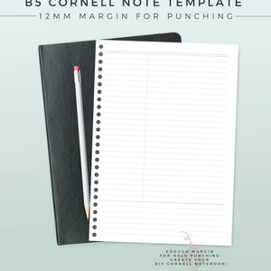 B5 Cornell Note Template, Printable Note Inserts, Productivity Study ...