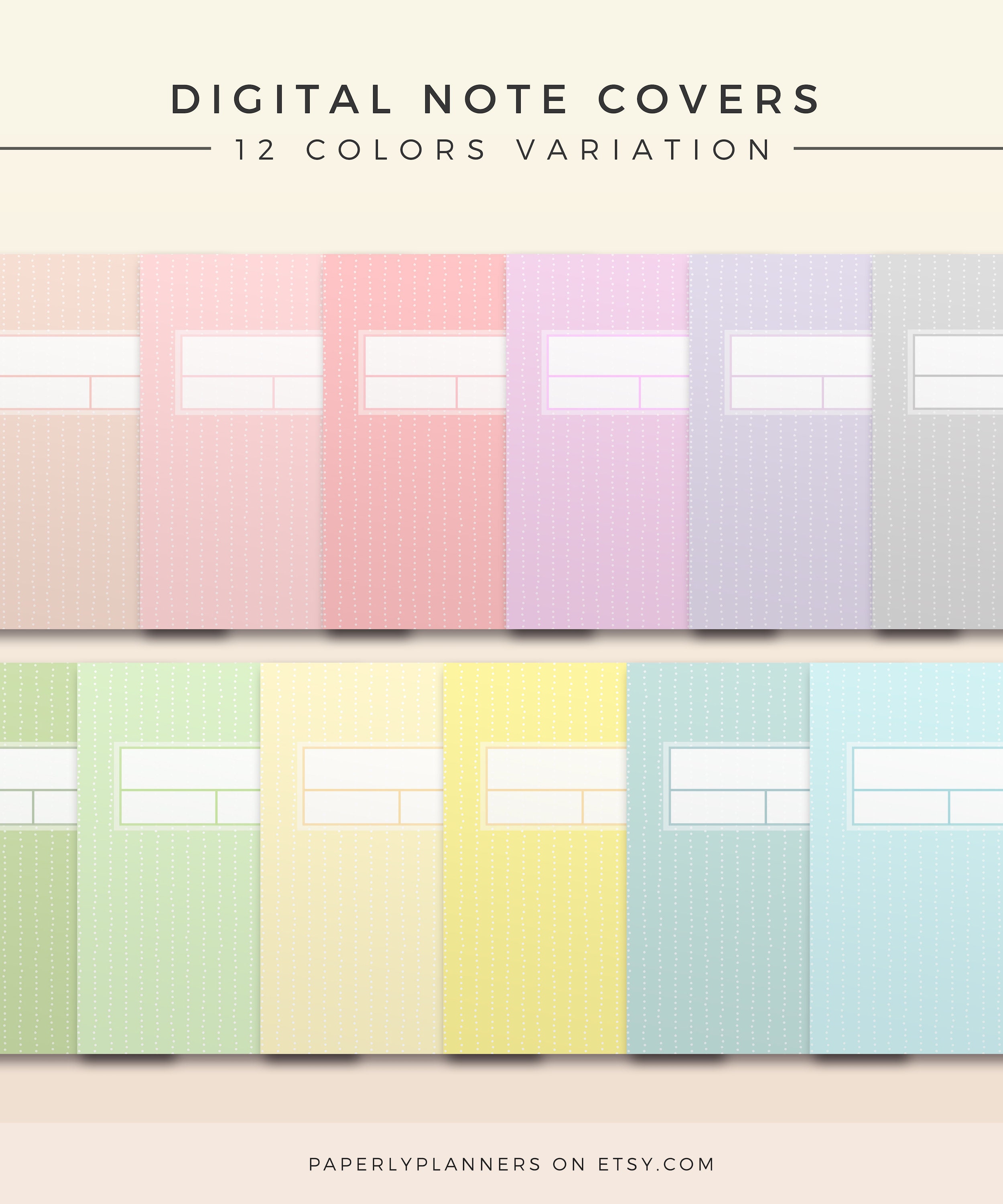 12 Pastel Digital Note Covers | iPad Sticky Notes | Goodnotes Template ...