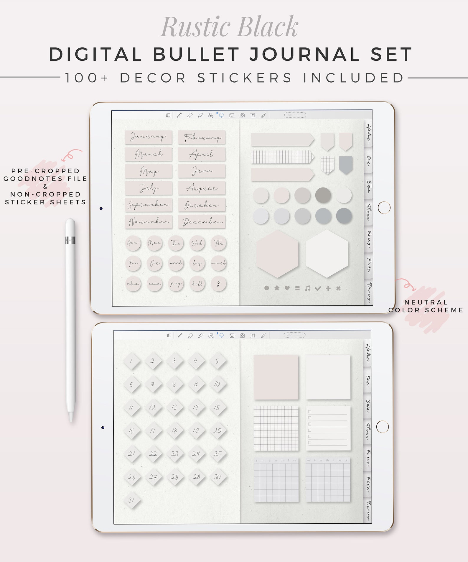 RUSTIC BLACK Digital Bullet Journal Kit Digital Planner - Etsy