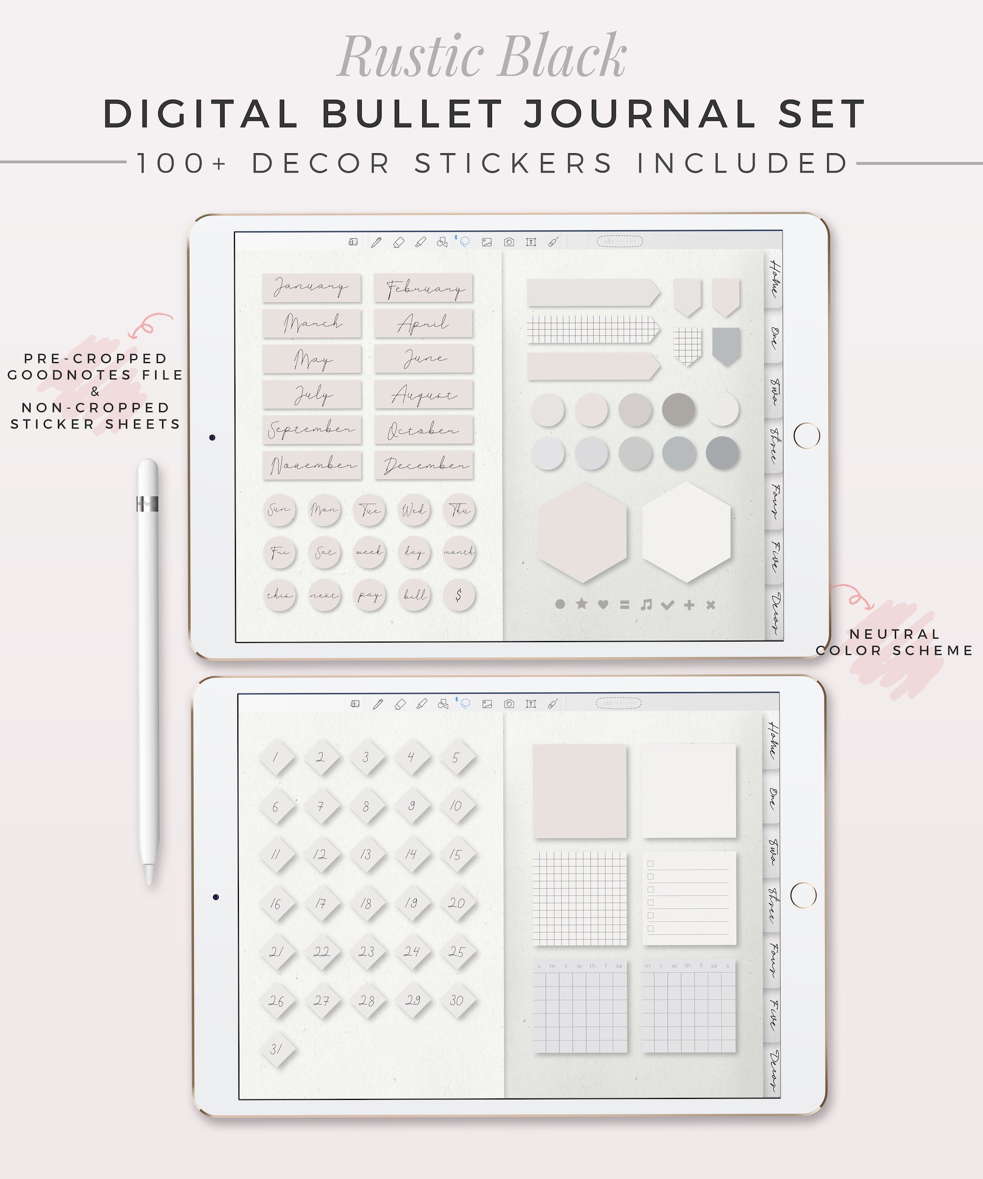 RUSTIC BLACK Digital Bullet Journal Kit Digital Planner - Etsy