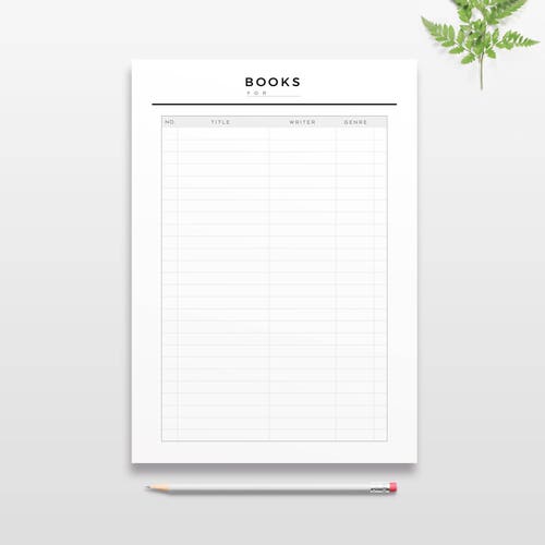 Books Log for Every Year Printable Planner Insert Modern - Etsy