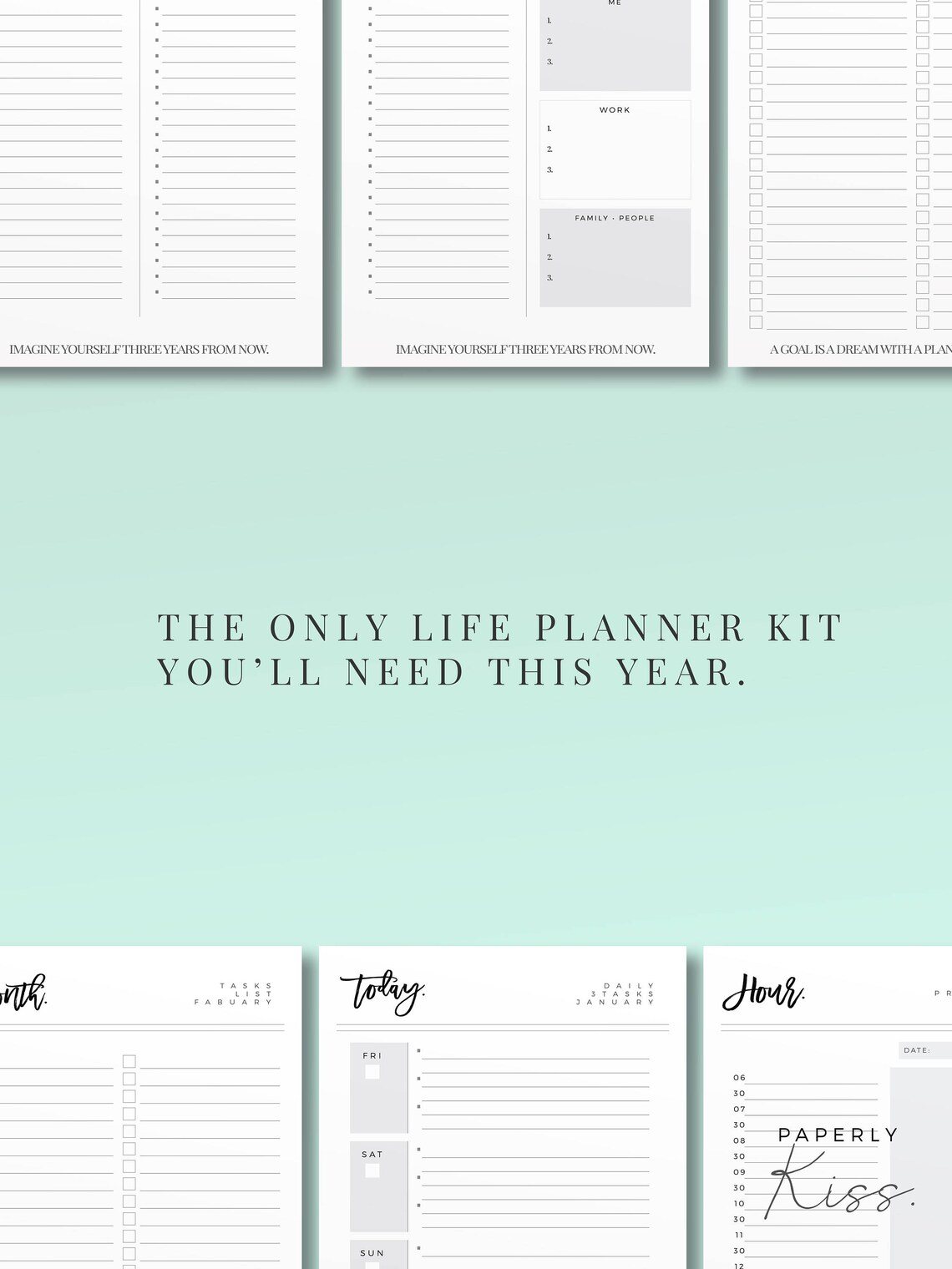 Perfect Plan Kit, Printable Planner Bundle, Modern Life Organizer ...
