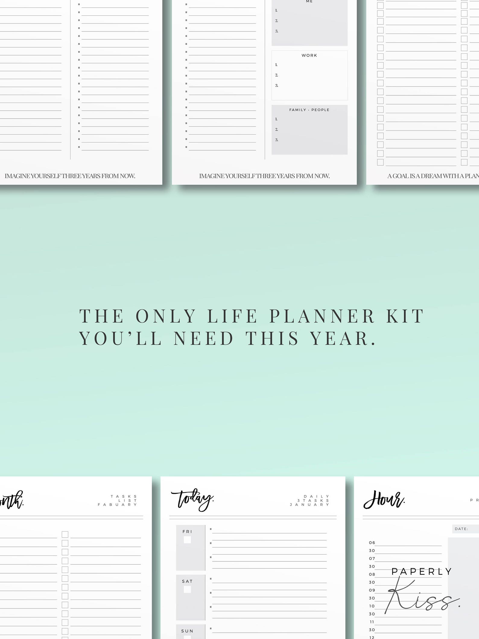 Perfect Plan Kit, Printable Planner Bundle, Modern Life Organizer ...