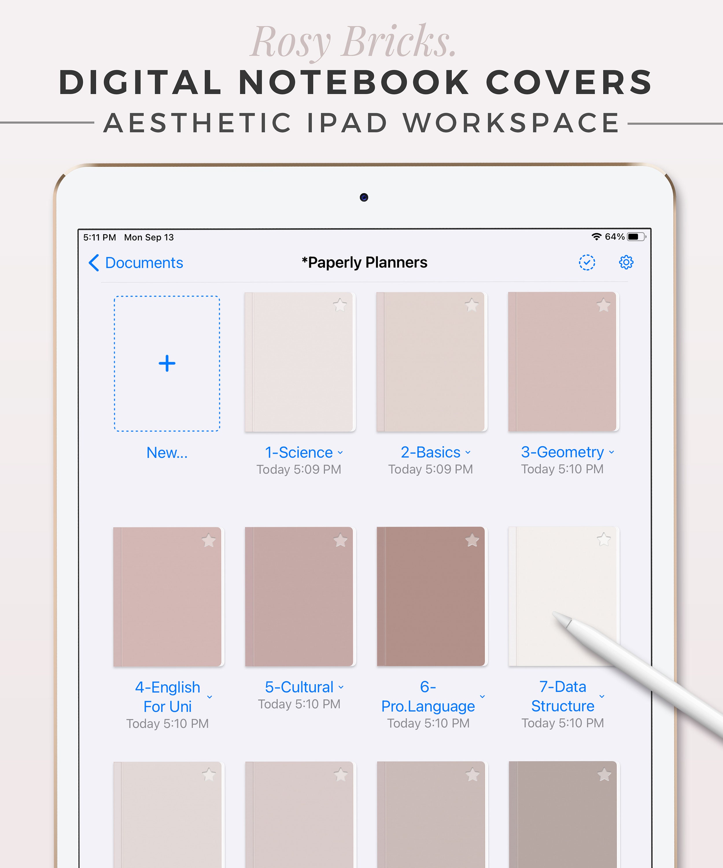 ROSY BRICKS Digital Note Covers Goodnotes Template Digital | Etsy