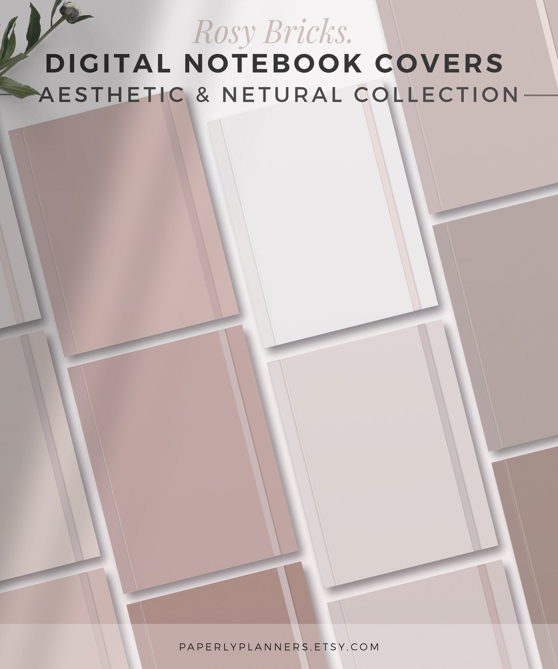 ROSY BRICKS Digital Note Package | iPad Note Template Bundle, Aesthetic Digital Planner ...