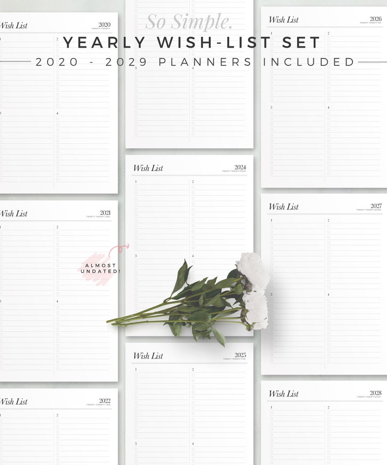 SO SIMPLE Wish List Set Yearly Shopping Planner Printable - Etsy
