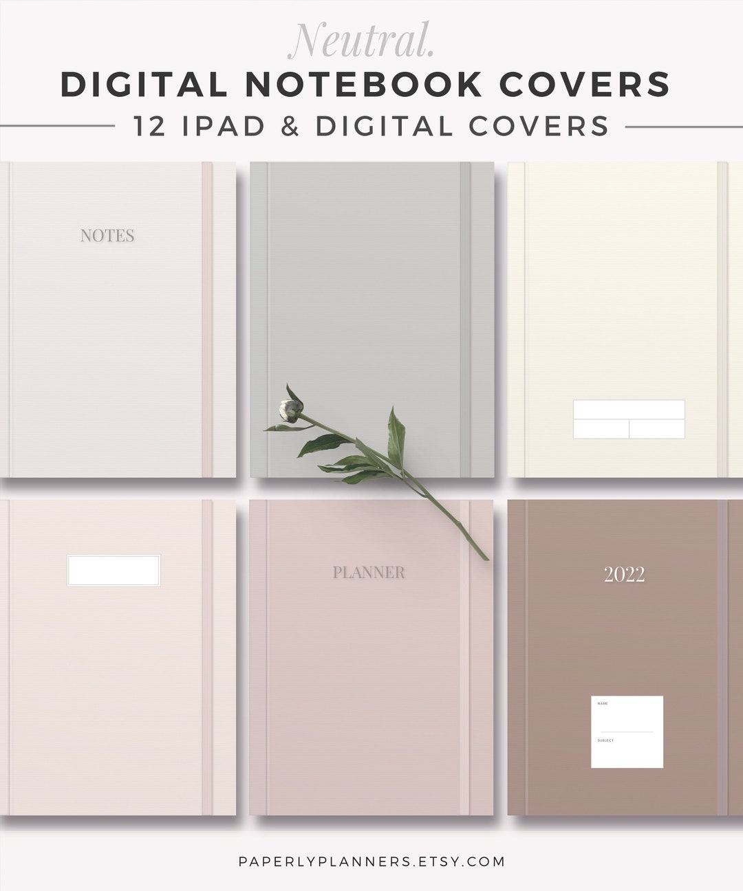 NEUTRAL Digital Note Covers | Goodnotes Template | Digital Notebook ...