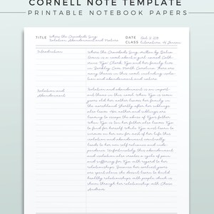 SIMPLE Cornell Note Template, Printable Note Inserts, Productivity ...