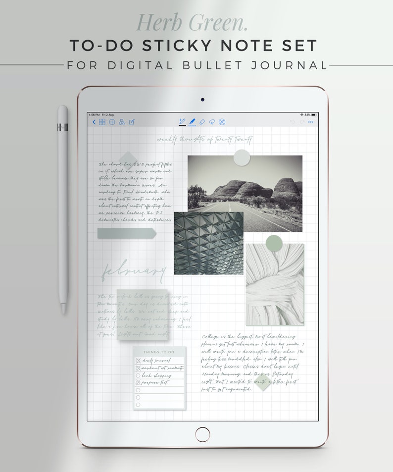 HERB GREEN To-do Sticky Notes Digital Sticky Notes Neutral - Etsy