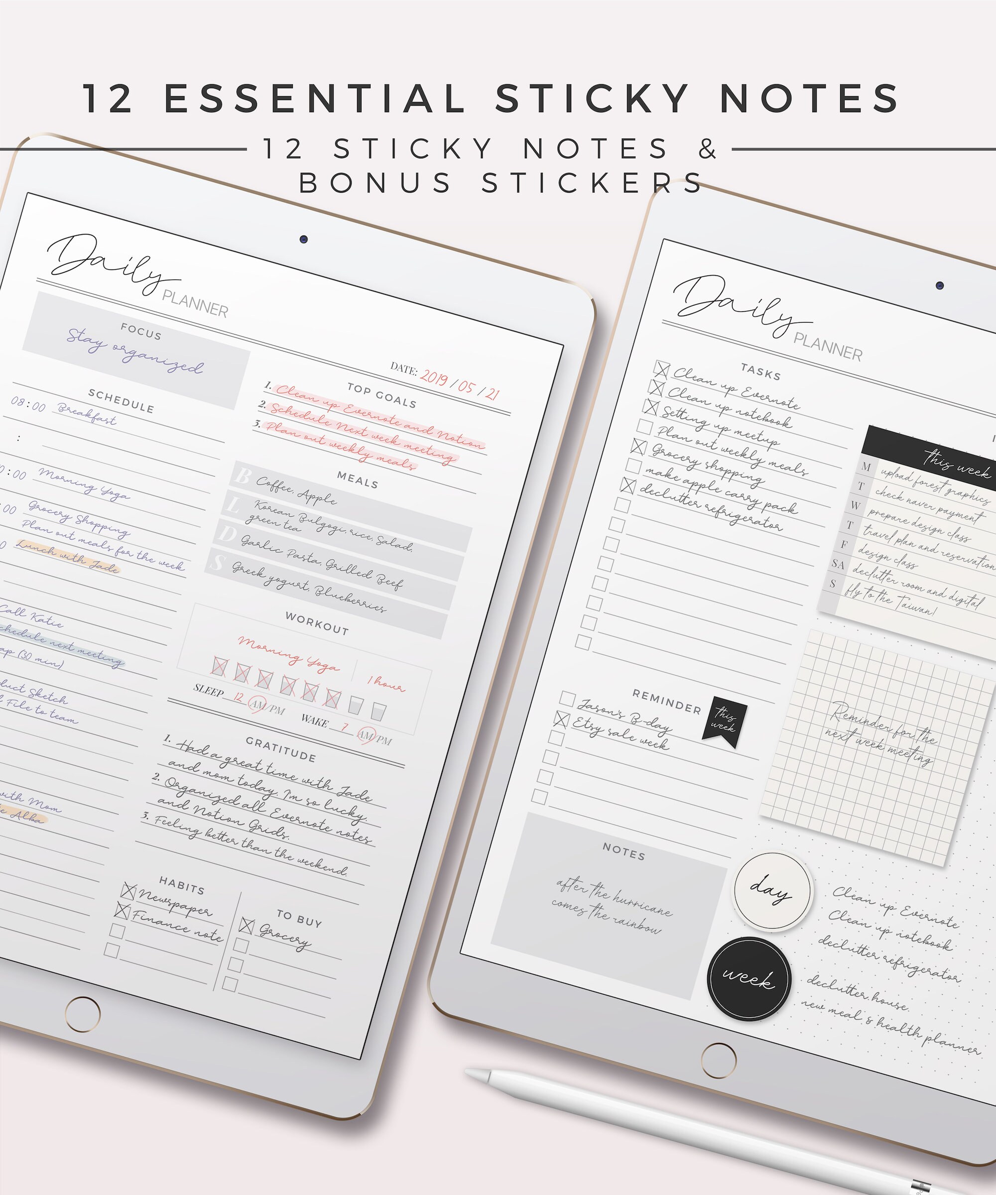 12 Essential Sticky Notes Goodnotes STICKER BOOK Digital - Etsy