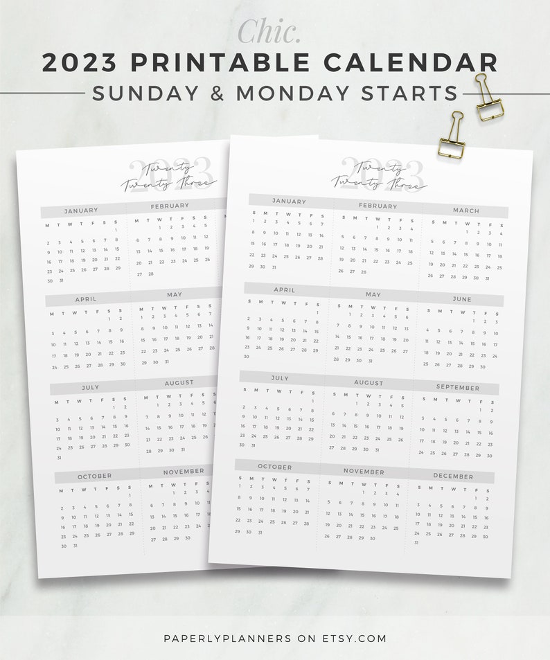 CHIC 2023 Yearly Calendar One Page Calendar Printable Etsy chic-2023-yearly-calendar-one-page-calendar-printable-etsy