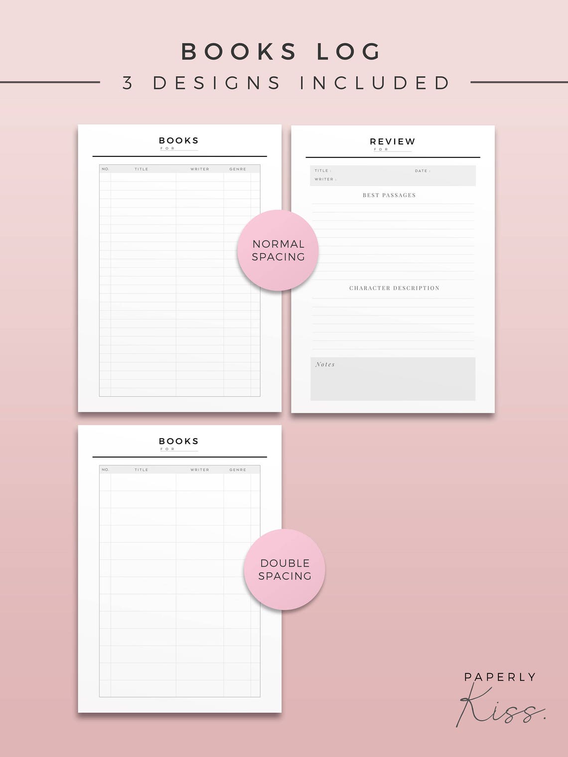 Books Log for Every Year, Printable Planner Insert, Modern Read ...