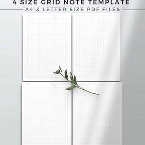 SIMPLE 4-size Grid Note Template | A4 & LETTER | Printable Note Inserts ...